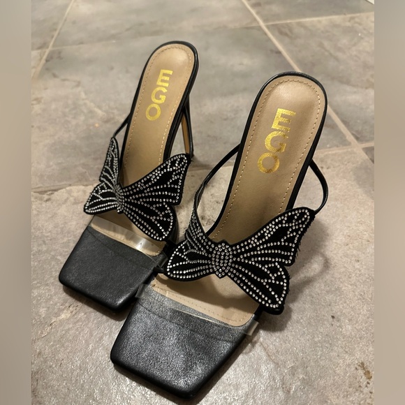 EGO | Shoes | New Ego Black Butterfly Mule Heel | Poshmark